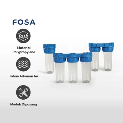 Jual Fosa 10x2.5 Inch Triple Housing Filter Air - Biru/Clear Terbaru ...