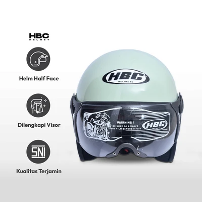 Jual Hbc Classico Helm Half Face Dengan Visor Hijau Mint Terbaru | Ruparupa