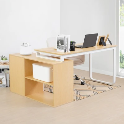 Jual Informa Ivler Meja Kantor Putih Cokelat Oak Terbaik | Informa