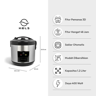 Jual Kels 1 2 Ltr Hubert Rice Cooker Silver Terbaru | Ruparupa