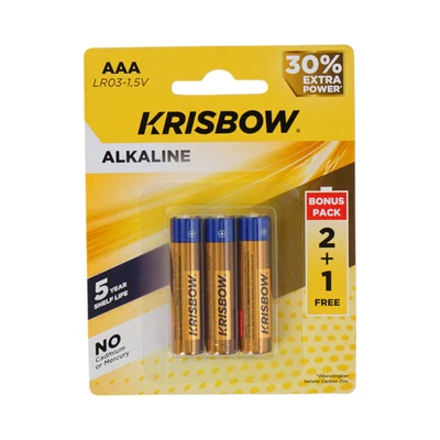 Jual Krisbow Set 3 Pcs Baterai Alkaline Aaa Lr 03 1 5 V Terbaru | Ruparupa