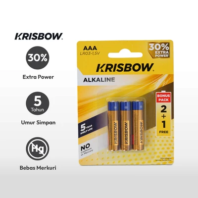 Jual Krisbow Set 3 Pcs Baterai Alkaline Aaa Lr 03 1 5 V Terbaru | Ruparupa
