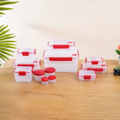 Jual Kris Set 24 Pcs Wadah Makanan Clip Lock Merah Terbaru | Ruparupa