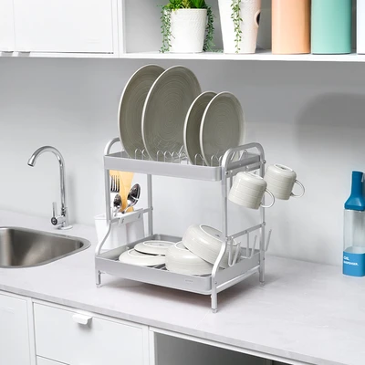 Jual Stora Silber Rak Piring Aluminium 2 Tingkat Silver Terbaru | Ruparupa