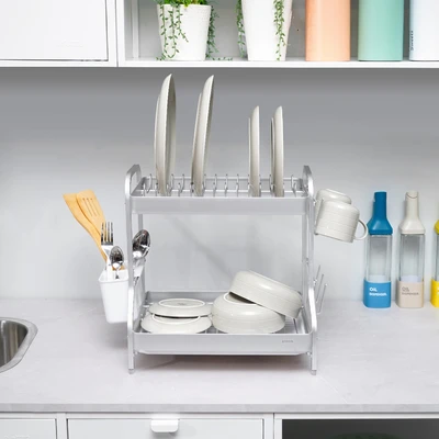 Jual Stora Silber Rak Piring Aluminium 2 Tingkat Silver Terbaru | Ruparupa