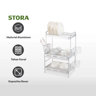 Jual Stora Noir Rak Piring 3 Tingkat Aluminium Silver Terbaru | Ruparupa
