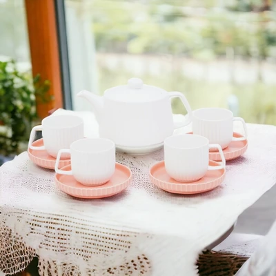 Jual Appetite Eniko Set 9 Pcs Teko Cangkir Pink Muda Putih Terbaik ...