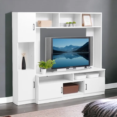 Jual Selma Delvin Set Lemari Tv Putih Cokelat Oak Terbaru | Ruparupa