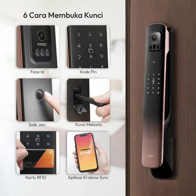Jual Krisbow Sync Smart Digital Door Lock Camera Face Id R 7 Hitam ...