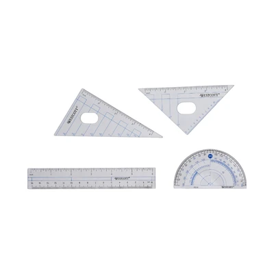 Jual Westcott Penggaris Plastik Geometri Set 4 Pcs Transparan Terbaru ...