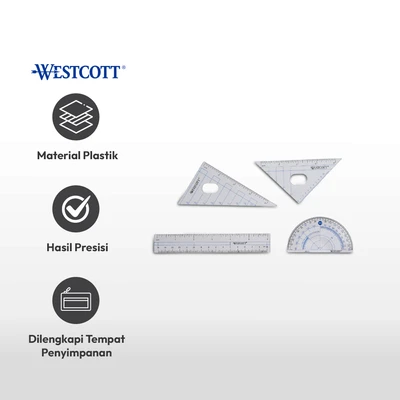 Jual Westcott Penggaris Plastik Geometri Set 4 Pcs Transparan Terbaru ...