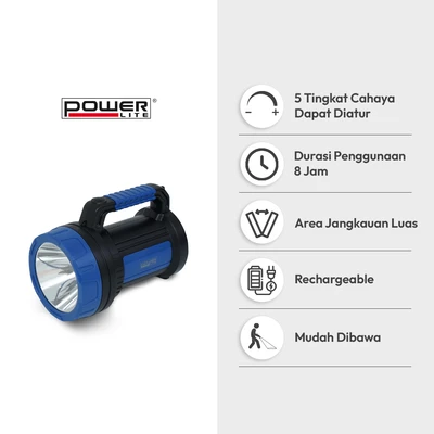 Jual Powerlite Senter Led Rechargeable 7 Watt Biru Hitam Terbaru | Ruparupa