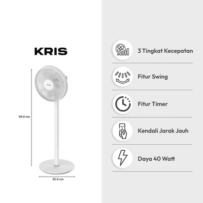 Jual Kris 12 Inch Kipas Angin Berdiri 7 Blade Putih Terbaru | Ruparupa
