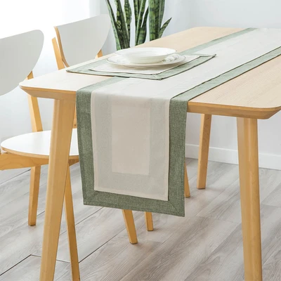 Jual Informa 33 X 160 Cm Table Runner Polyester Linen Border Hijau Sage ...
