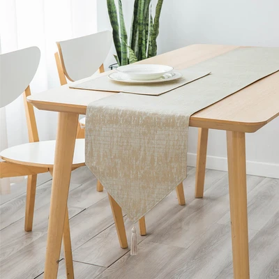 Jual Informa Set Table Runner Jacquard Yarn Dyed Krem Beige Terbaru ...