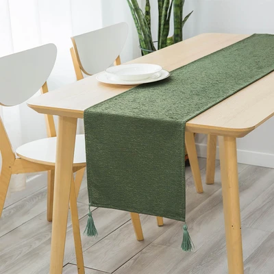 Jual Informa 33 X 160 Cm Table Runner Polyester 4 Tassel Hijau Terbaru ...