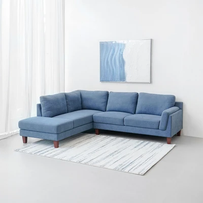 Jual Nordia Linnea Sofa L Sectional Fabric Biru Navy Terbaru | Ruparupa
