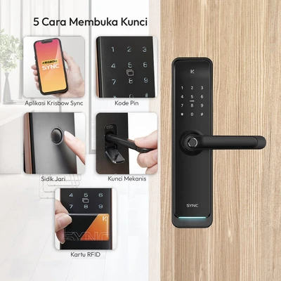Jual Krisbow Sync Smart Digital Door Lock Mortise Hitam Terbaru | Ruparupa