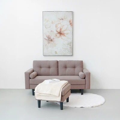 Jual Informa Pluto Set Sofa Fabric 2 Seater Dengan Bangku Cokelat Terbaik | Informa