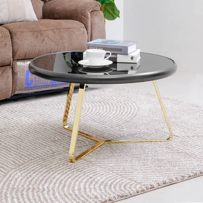 Jual Informa Nobel Meja Tamu Round Hitam Gold Terbaru | Ruparupa