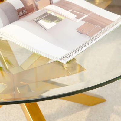 Jual Informa Heaven Meja Tamu Round Clear Brass Gold Terbaru | Ruparupa