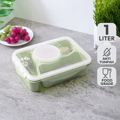 Jual Kris 1 Ltr Kotak Makan 3 Sekat Dengan Soup Pot Hijau Terbaru | Ruparupa