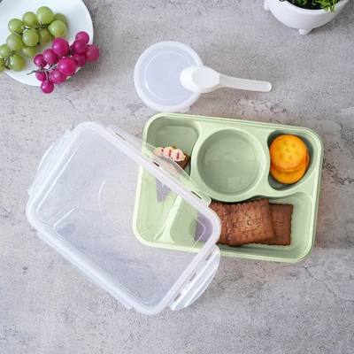 Jual Kris 1 Ltr Kotak Makan 3 Sekat Dengan Soup Pot Hijau Terbaru | Ruparupa