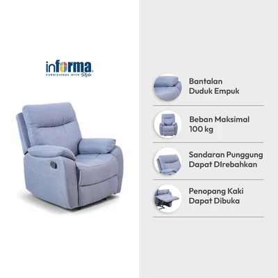 Jual Informa Newton Sofa Recliner Fabric 1 Seater Abu Abu Tua Terbaik ...