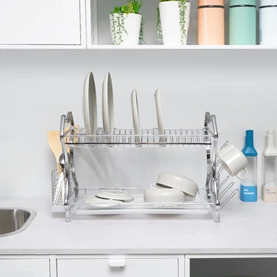 Jual Stora Maxim Rak Piring 2 Tingkat Silver Terbaru | Ruparupa