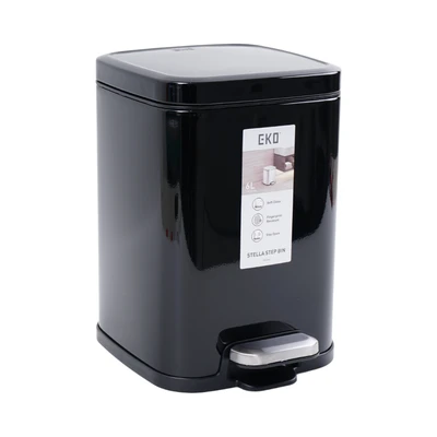 Jual Eko 6 Ltr Stella Tempat Sampah Pedal Hitam Original | AZKO