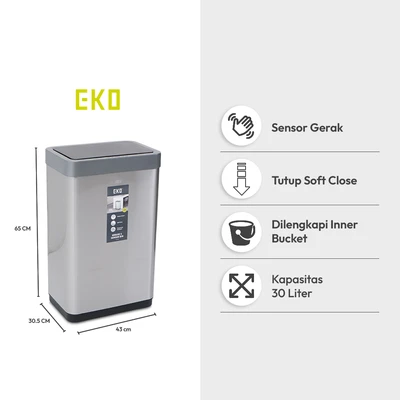 Jual Eko 30 Ltr Mirage X Tempat Sampah Sensor Matt Pl Abu Abu Terbaru | Ruparupa