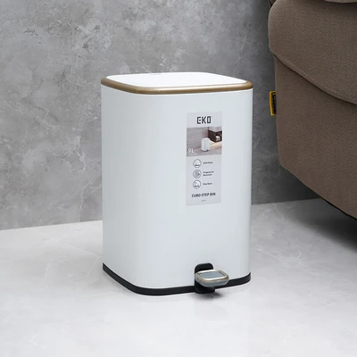 Jual Eko 9 Ltr Cubo Tempat Sampah Pedal Soft Close Putih Gold Terbaru ...