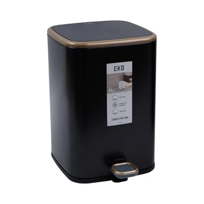 Jual Eko 6 Ltr Cubo Tempat Sampah Pedal Soft Close Hitam Gold Terbaru ...