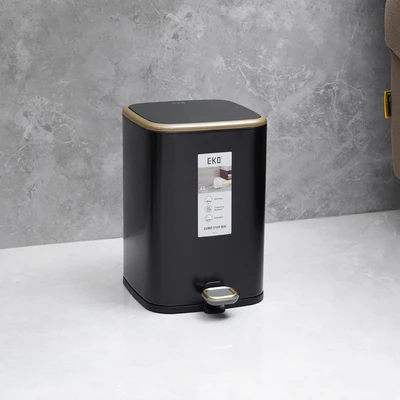 Jual Eko 9 Ltr Cubo Tempat Sampah Pedal Soft Close Hitam Gold Terbaru ...