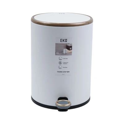 Jual Eko 6 Ltr Cosmo Tempat Sampah Pedal Soft Close Putih Gold Terbaru ...