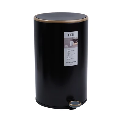 Jual Eko 12 Ltr Cosmo Tempat Sampah Pedal Soft Close Hitam Gold Terbaru ...
