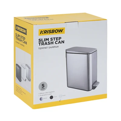 Jual Krisbow 5 Ltr Tempat Sampah Pedal Slim Soft Close Putih Terbaru | Ruparupa