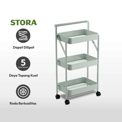 Jual Stora 43 X 27 X 83 Cm Rak Troli Lipat 3 Tingkat Hijau Sage Terbaru ...