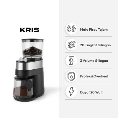 Jual Kris Coffee Grinder Dengan Pisau Flat Burr 120 Watt - Hitam ...