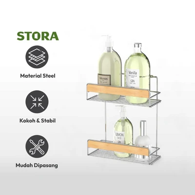 Jual Stora Rak Dinding Kamar Mandi 2 Tingkat Chrome Terbaru | Ruparupa