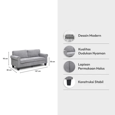 Jual Informa Neo Langley Sofa Fabric 3 Seater Abu Abu Terbaru | Ruparupa