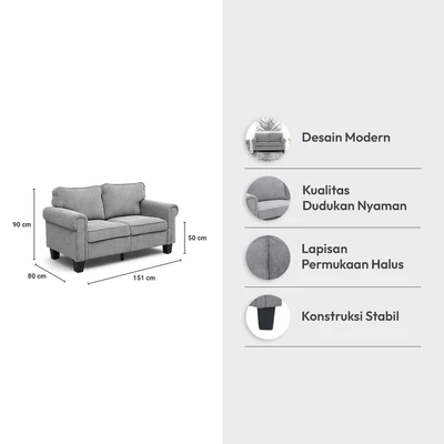 Jual Informa Neo Langley Sofa Fabric 2 Seater Abu Abu Terbaru | Ruparupa