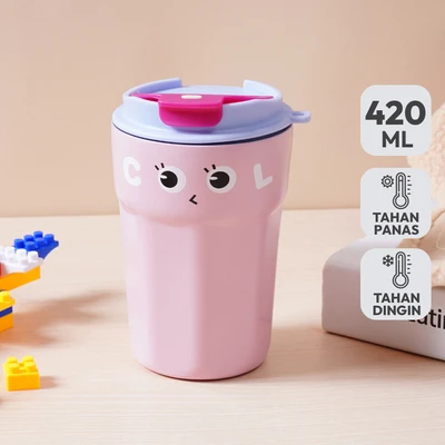 Jual Ataru Mug Vacuum Flask Stainless Steel 420 Ml Pink Ungu Terbaru ...