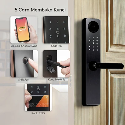 Jual Krisbow Sync Smart Digital Door Lock Dengan Camera R 5 Abu Abu ...