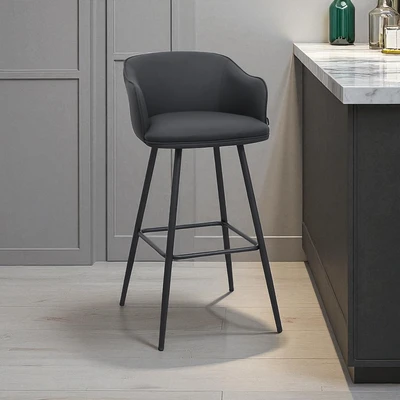 Jual Informa Yafford Kursi Bar Kulit Hitam Terbaru | Ruparupa