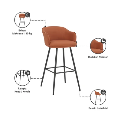 Jual Informa Yafford Kursi Bar Kulit Cokelat Terbaik | Informa