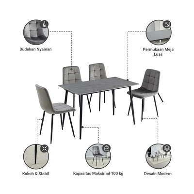 Jual Informa Maui Set Meja Makan 4 Kursi Abu Abu Terbaru | Ruparupa