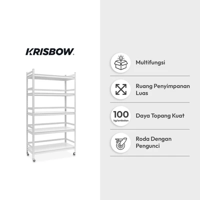Jual Krisbow Rak Besi 5 Tingkat Dengan Roda Putih Terbaru | Ruparupa