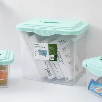 Jual Stora Set 3 Pcs Kotak Penyimpanan Biru Soft Terbaru | Ruparupa