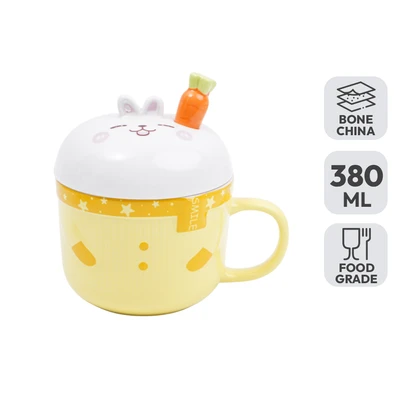 Jual Delicia 380 Ml Mug Bone China Dengan Tutup Sendok Bunny Kuning ...
